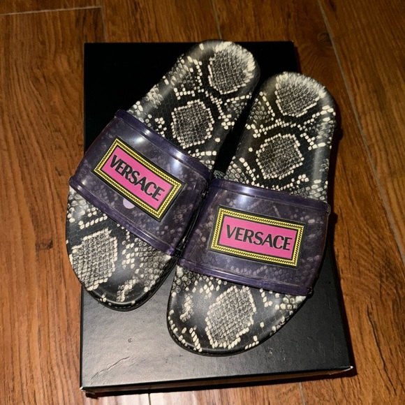 Versace | Shoes | Authentic Versace Slides Comes With Box Shoe Bag And ...